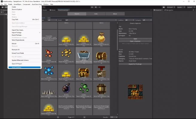 Asset Inventory v1.7.0 |2D, 3D, Sound Fx, Effect - Best game Assets Store